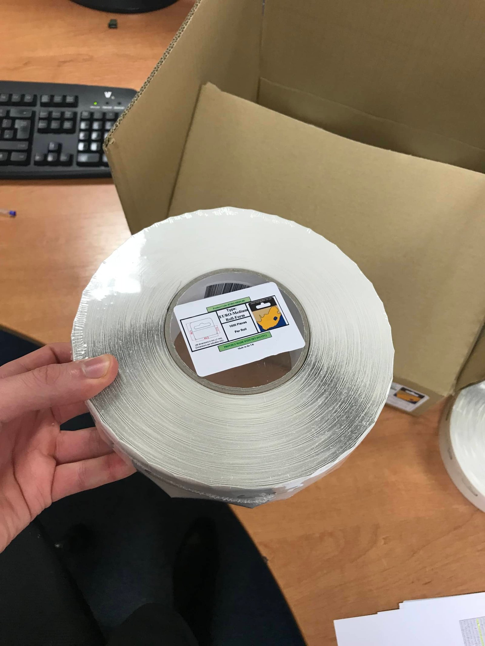Euro Medium Roll Form Hang Tabs – 1 Carton | 8 Rolls of 1000 Pieces ...